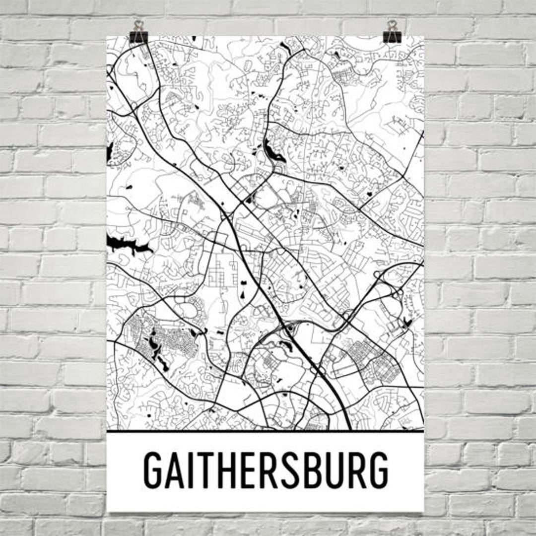 Gaithersburg Map, Gaithersburg Art, Gaithersburg Print, Gaithersburg MD ...