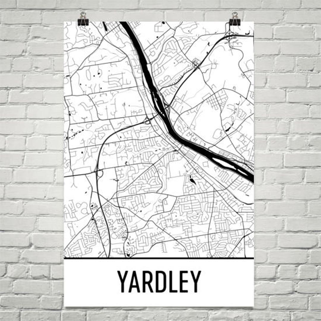 Yardley Map, Yardley Art, Yardley Print, Yardley PA Poster, Yardley ...
