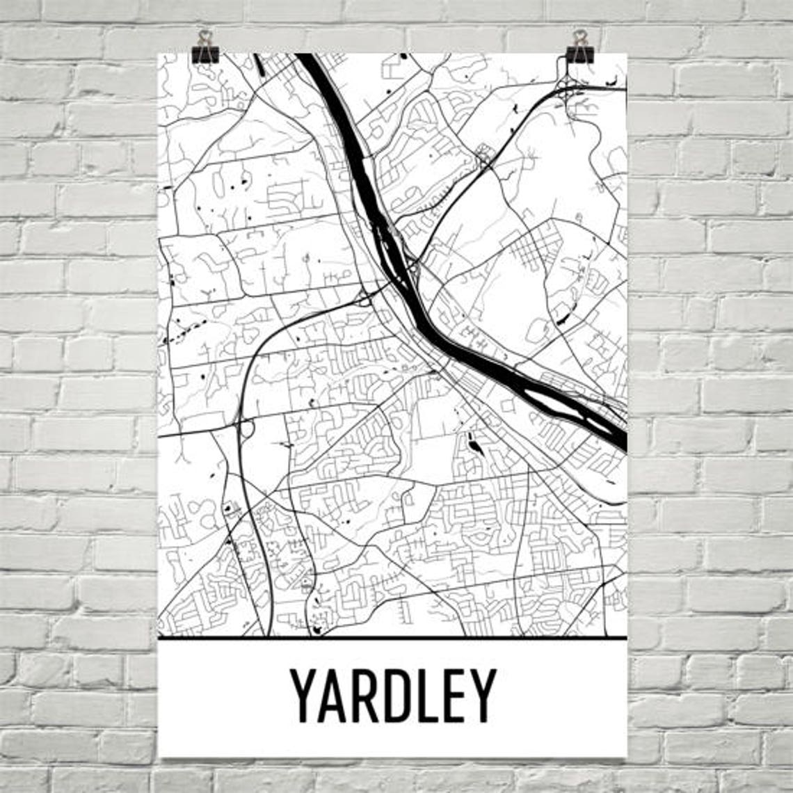 Yardley Map Yardley Art Yardley Print Yardley PA Poster - Etsy
