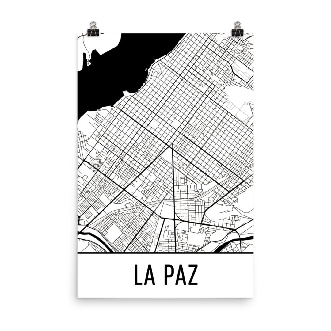 La Paz Map, La Paz Art, La Paz Print, La Paz Bolivia Poster, La Paz ...