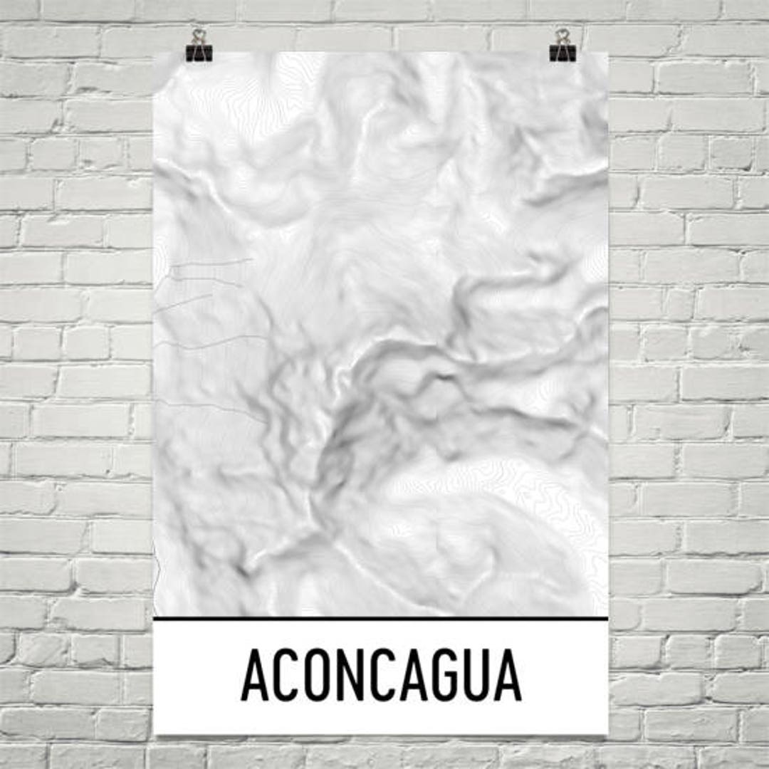 Aconcagua Topographic Map Print: Andes Mountains, Argentina - Etsy