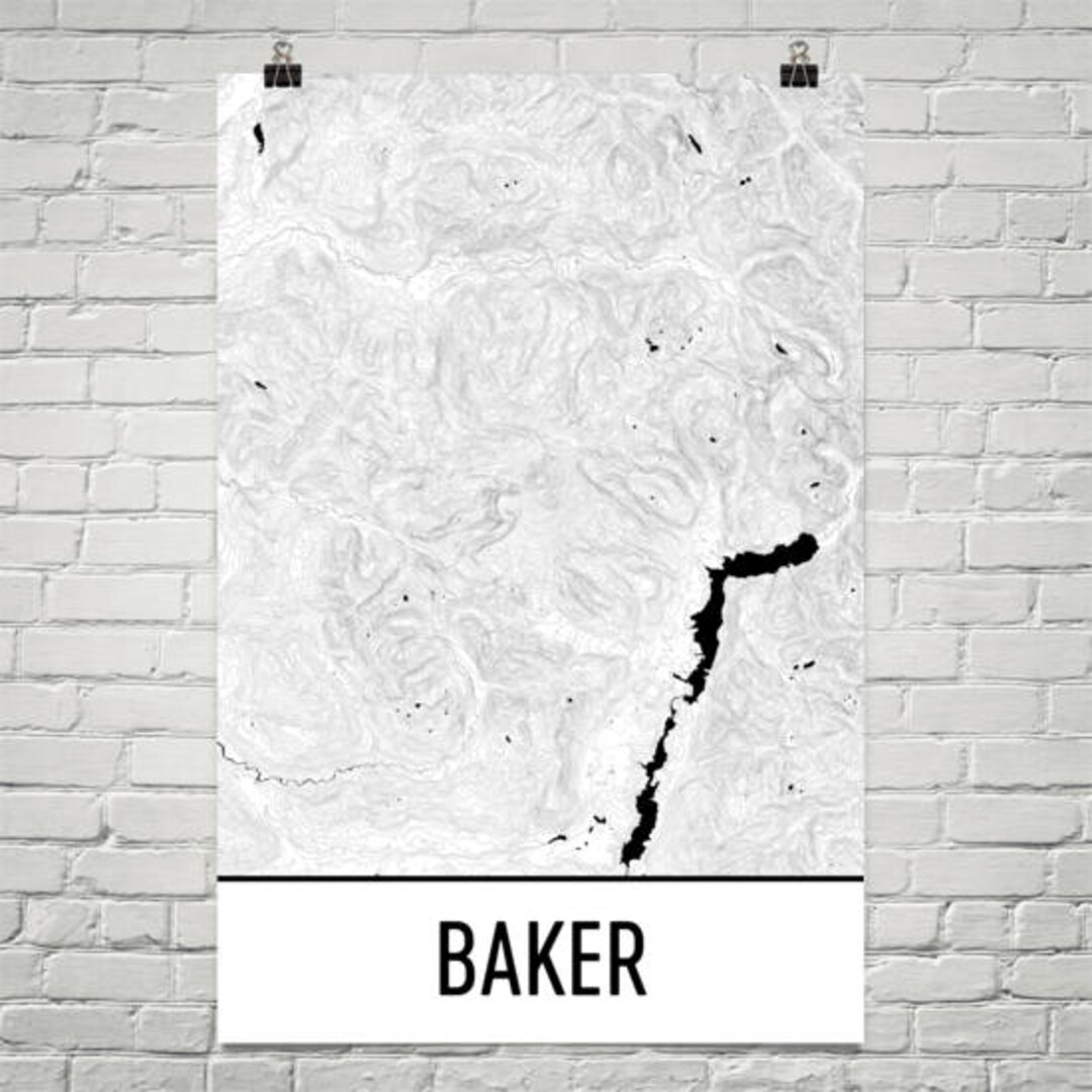 Mount Baker Print, Mt. Baker Washington Poster, Baker Topographic Map ...