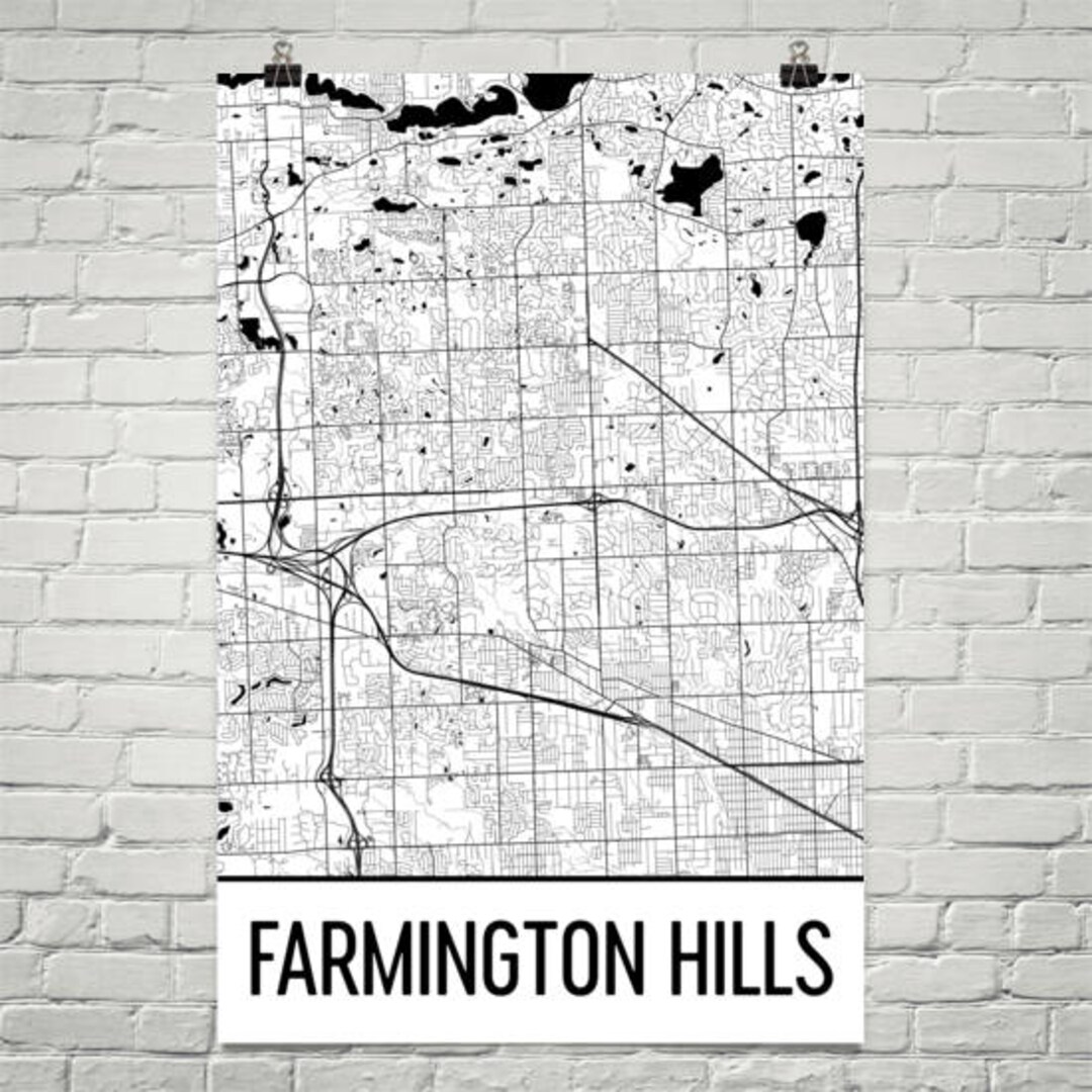 Farmington Hills Map, Farmington Hills Art, Farmington Hills Print ...