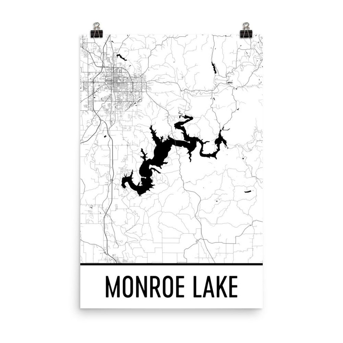 Monroe Lake Indiana Monroe Lake IN Monroe Lake Map Indiana | Etsy
