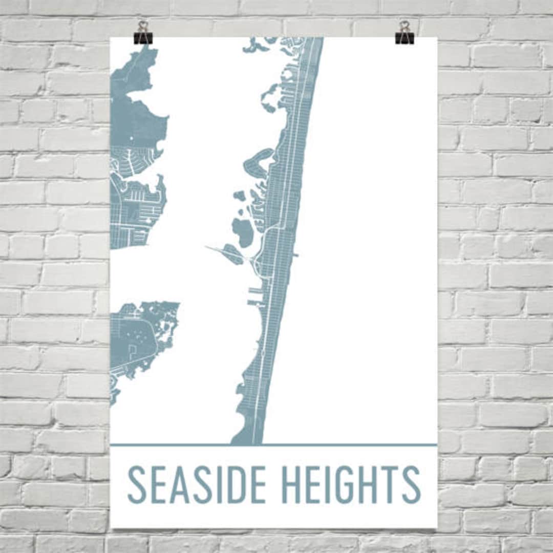 Seaside Heights Map, Seaside Heights Art, Seaside Heights Print ...