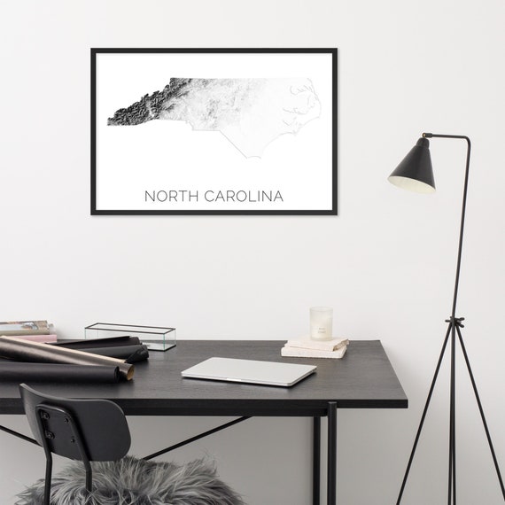 North Carolina Topographic Map Map of North Carolina North - Etsy