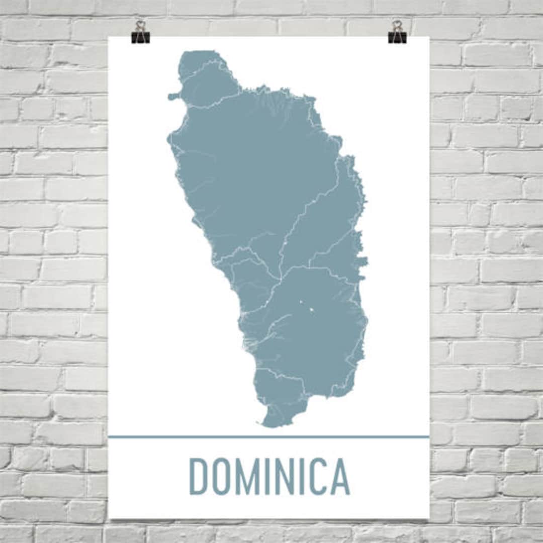 Dominica Map Art Print, Caribbean Island, Wedding Gift - Etsy
