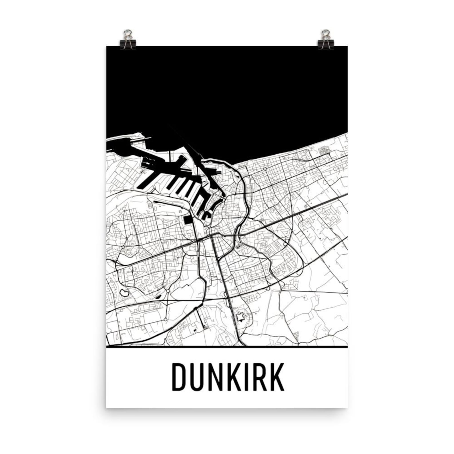 Dunkirk Map Dunkirk Art Dunkirk Print Dunkirk France | Etsy