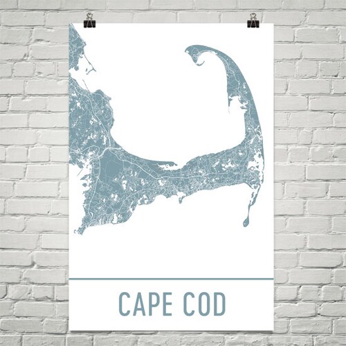 Cape Cod Map Print Massachusetts Wall Art Poster MA Decor - Etsy