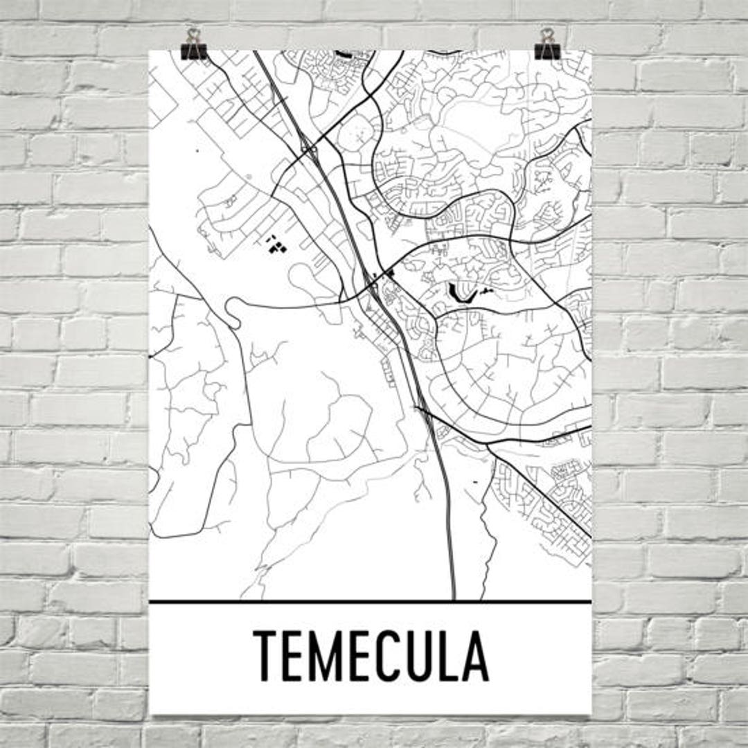Temecula CA Street Map Art Print, Modern Wall Decor - Etsy