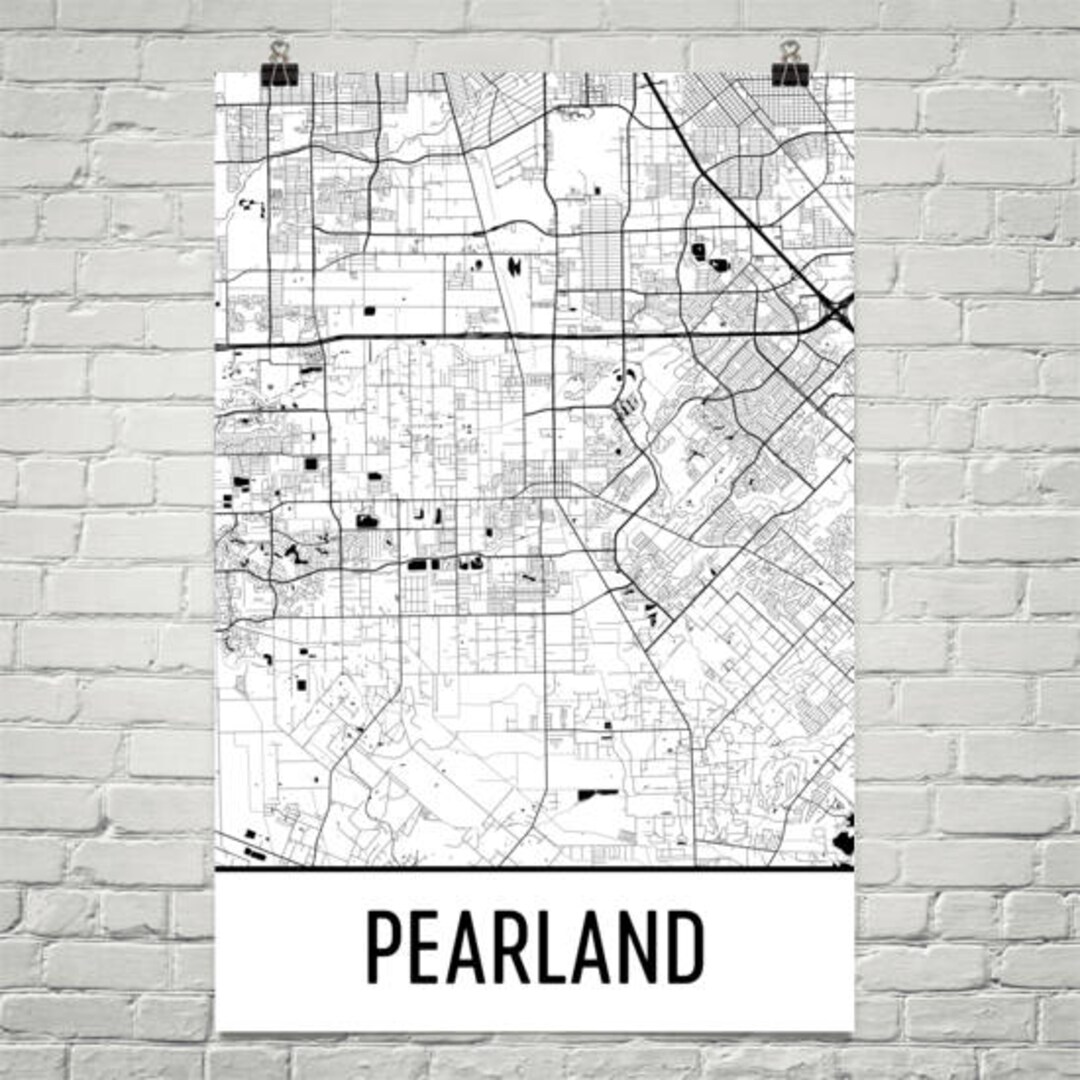 Pearland Map, Pearland Art, Pearland Print, Pearland TX Poster ...