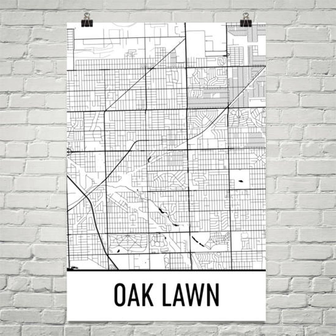 Oak Lawn IL Map, Oak Lawn Illinois Art, Oak Lawn Print, Oak Lawn Poster ...
