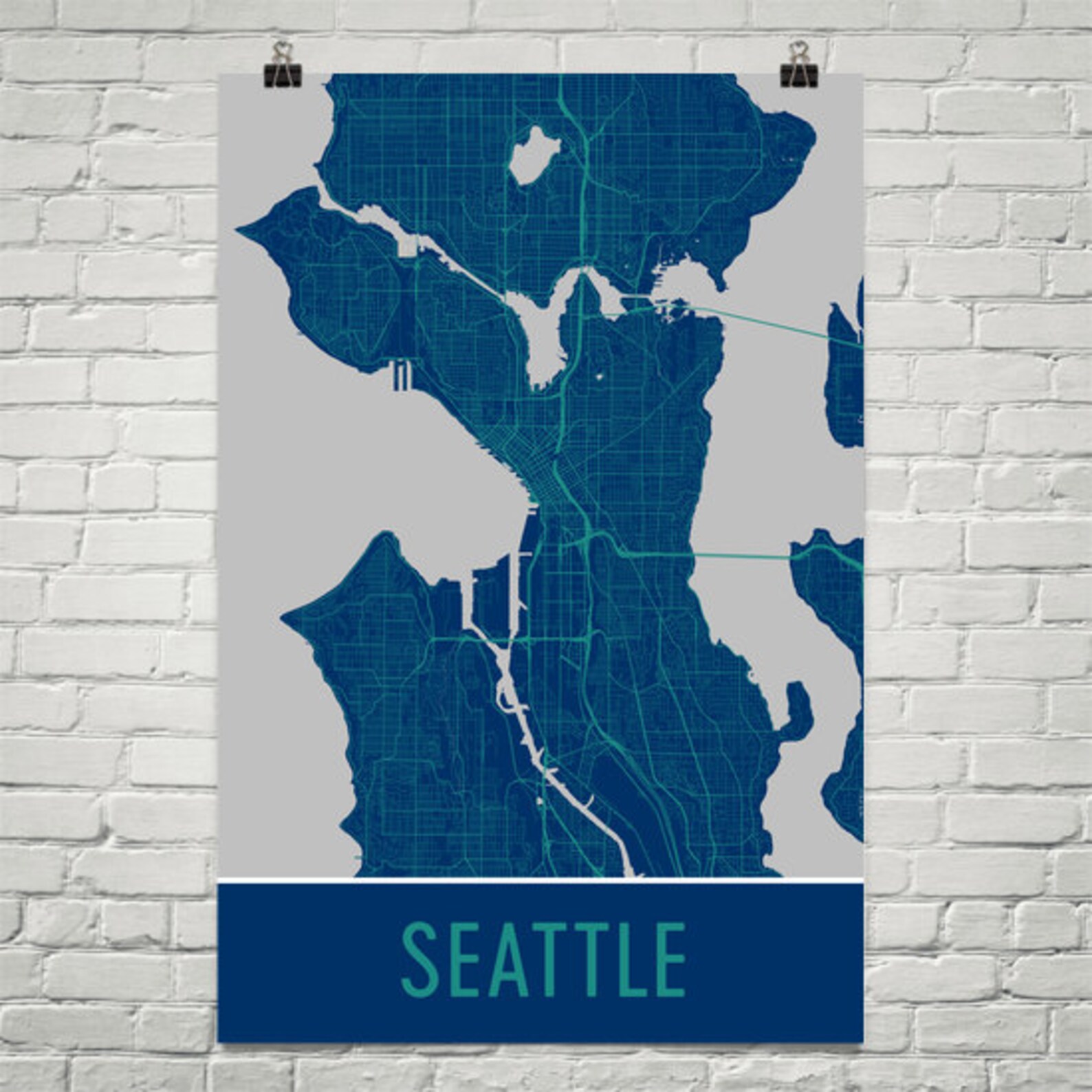 Seattle Map Seattle Art Seattle Print Seattle WA Art | Etsy