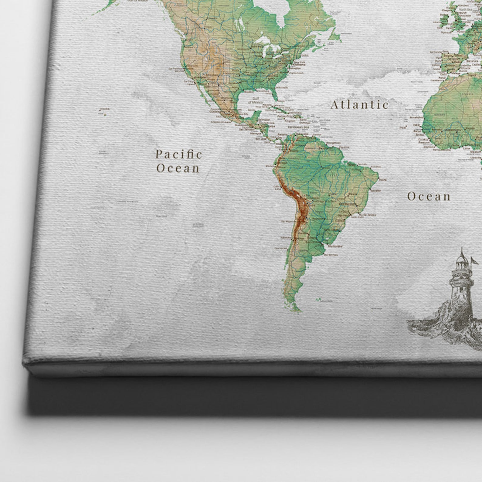 Vintage Topographic World Map Wall Art Push Pin Topographic - Etsy