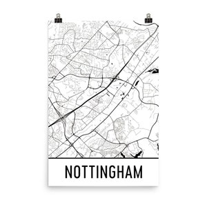 Nottingham Map, Nottingham Art, Nottingham Print, Nottingham UK Poster ...