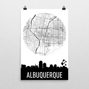Albuquerque Skyline Map Art: New Mexico Canvas Print - Etsy