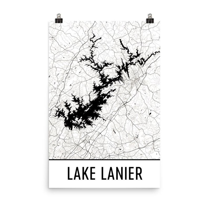 Lake Lanier Map Lake Lanier Art Lake Lanier Print Lake - Etsy