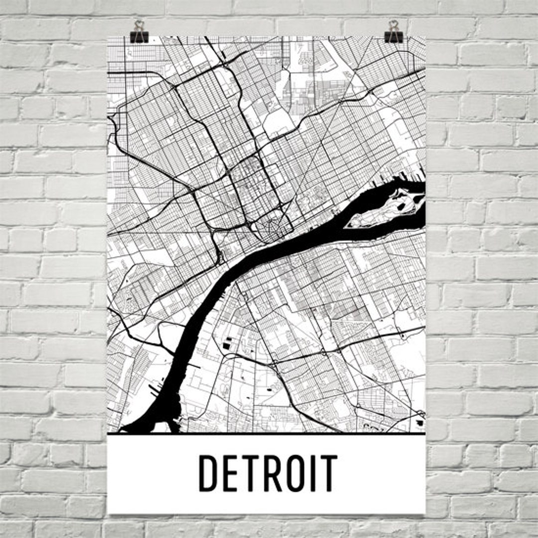 Detroit Map, Detroit Art, Detroit Print, Detroit MI Poster, Detroit ...
