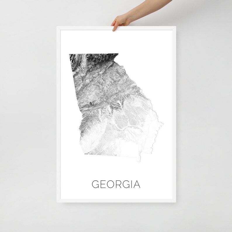 Georgia Topographic Map Map of Georgia GA Map Georgia - Etsy