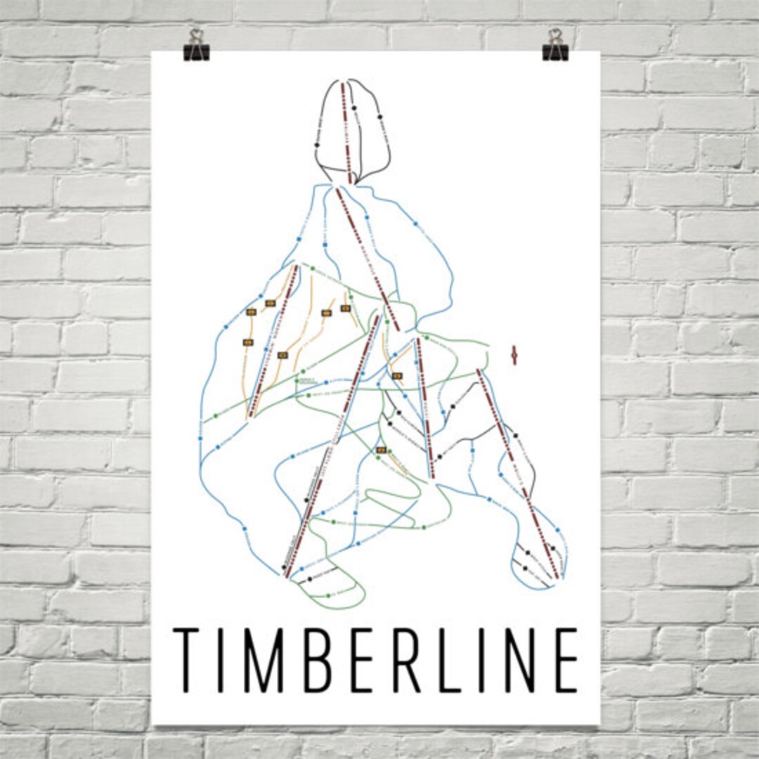 Timberline Ski Map Art, Timberline Oregon, Timberline Trail Map, Oregon ...