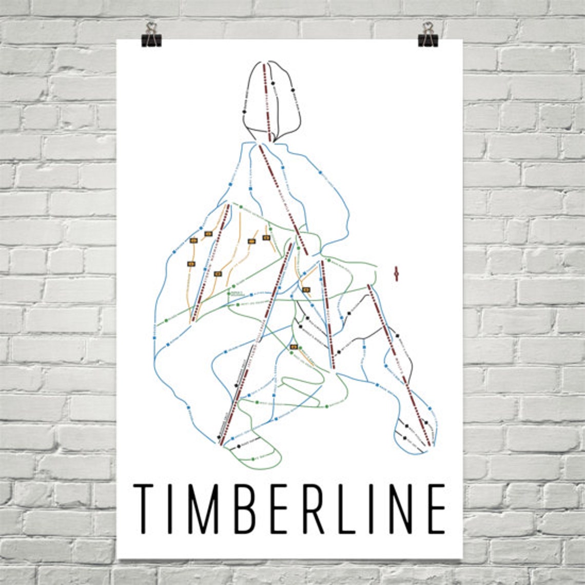 Timberline Ski Map Art Timberline Oregon Timberline Trail - Etsy