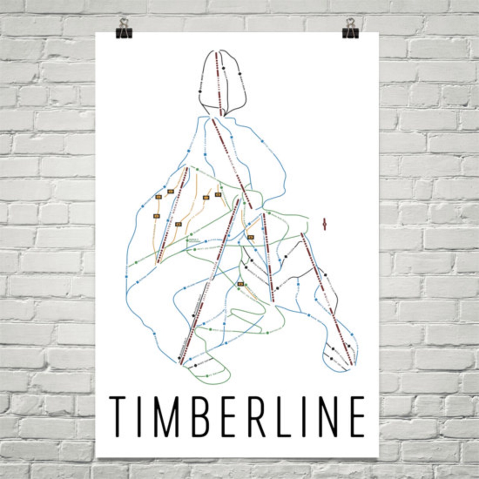 Timberline Ski Map Art Timberline Oregon Timberline Trail - Etsy