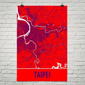 Taipei Map, Taipei Art, Taipei Print, Taipei Taiwan Poster, Taipei Wall ...