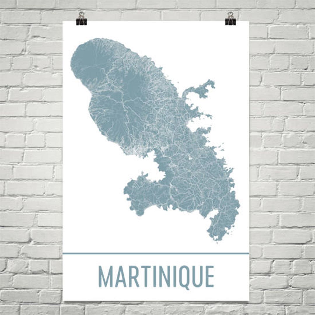 Martinique Map, Martinique Art, Martinique Print, Martinique Island ...
