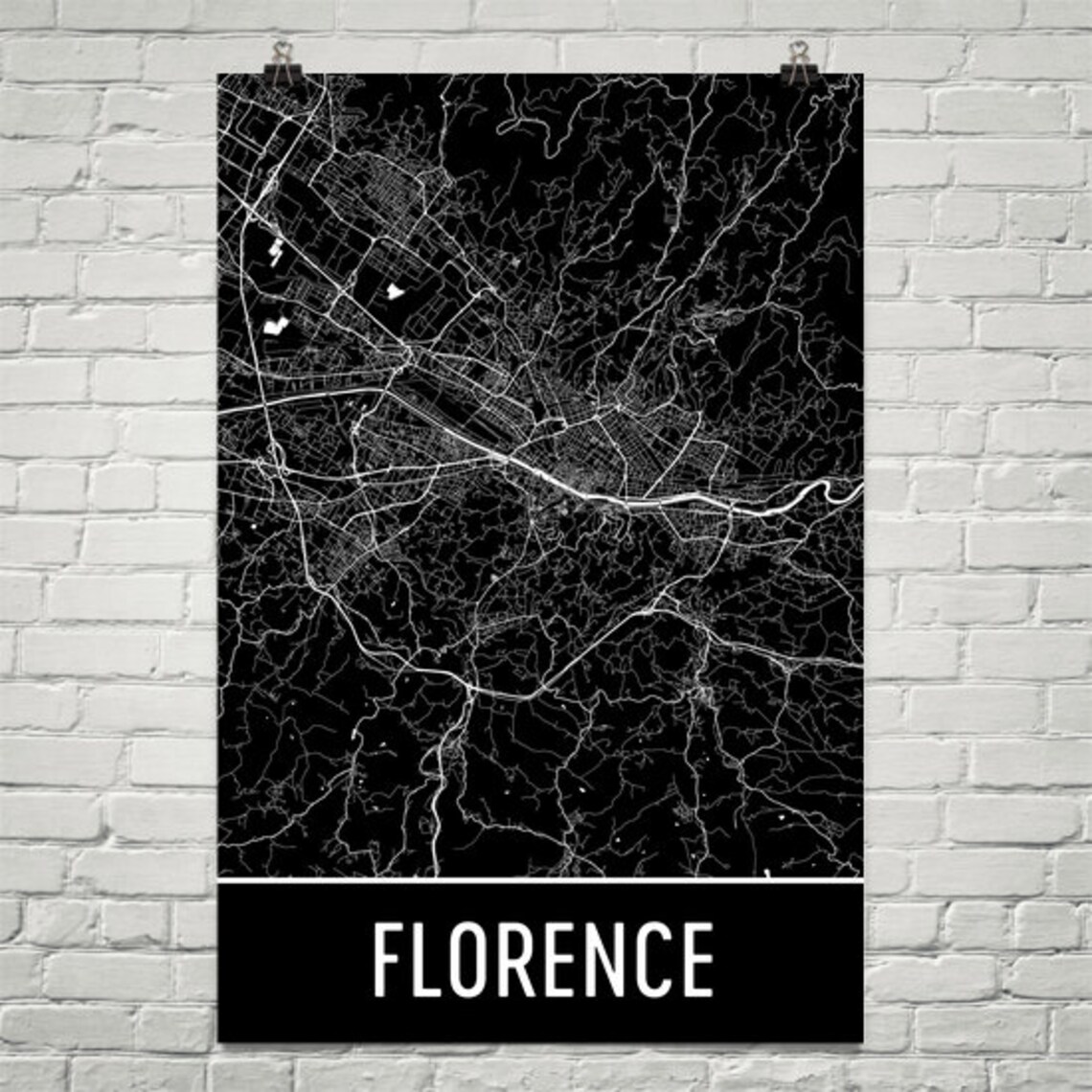 Florence Italy Map Florence Poster Florence Wall Art - Etsy