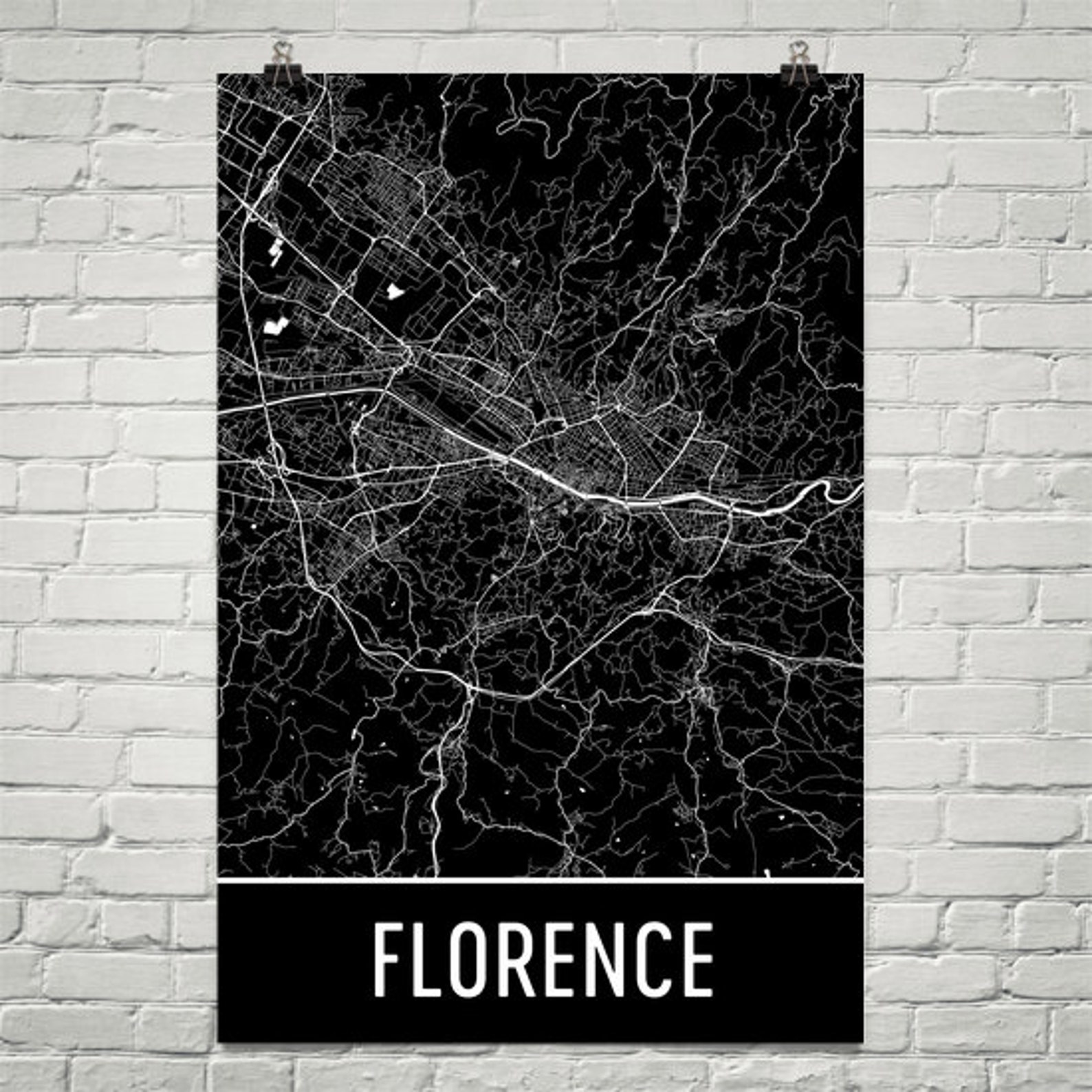 Florence Italy Map Florence Poster Florence Wall Art - Etsy