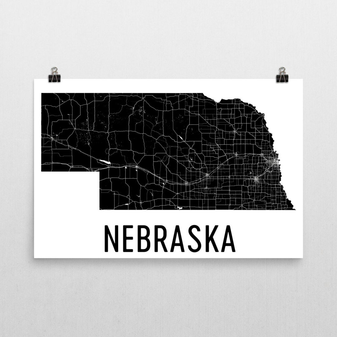 Nebraska Wall Art, Nebraska Gifts, Nebraska Map, Nebraska Print ...