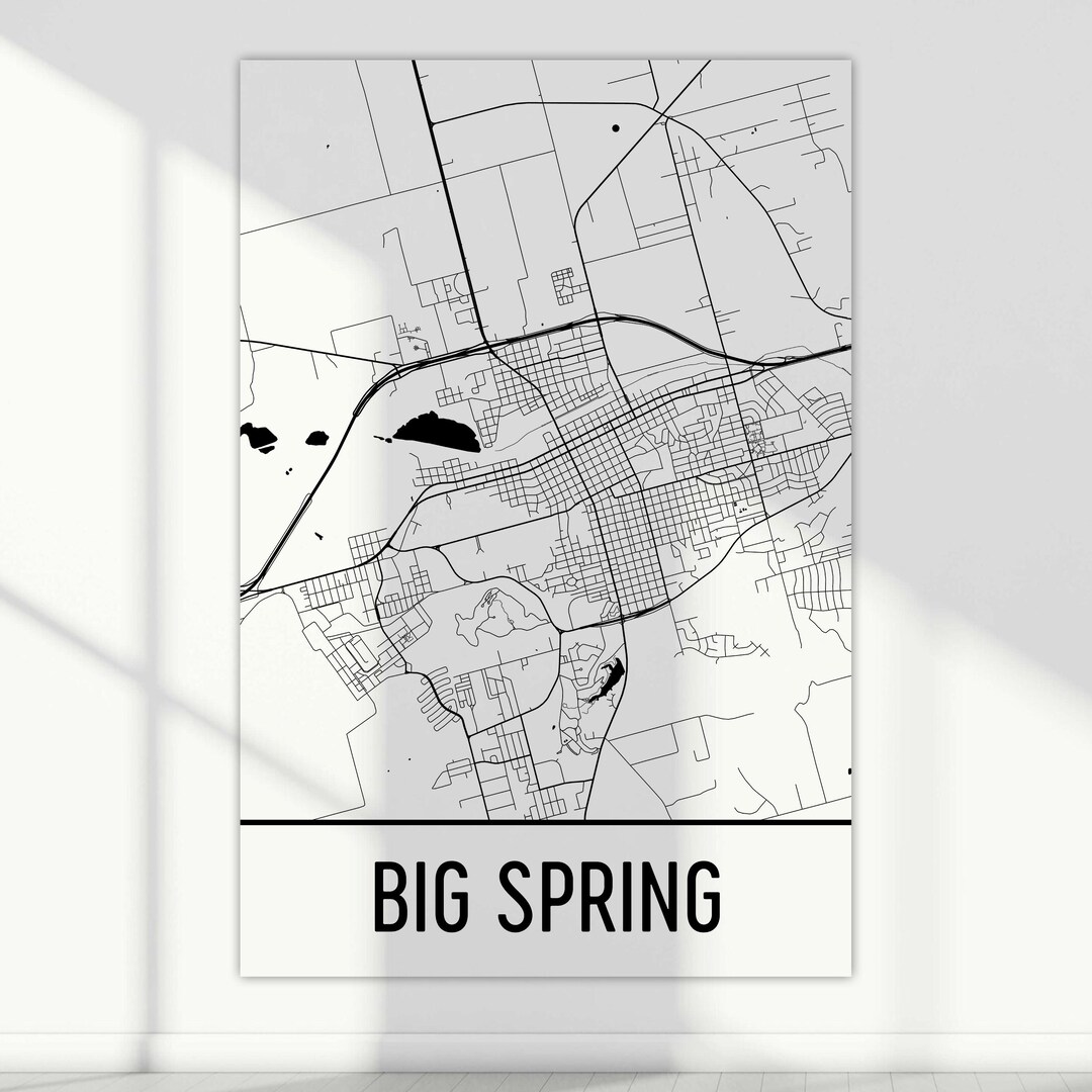 Big Spring Map, Big Spring Art, Big Spring Print, Big Spring TX Poster ...