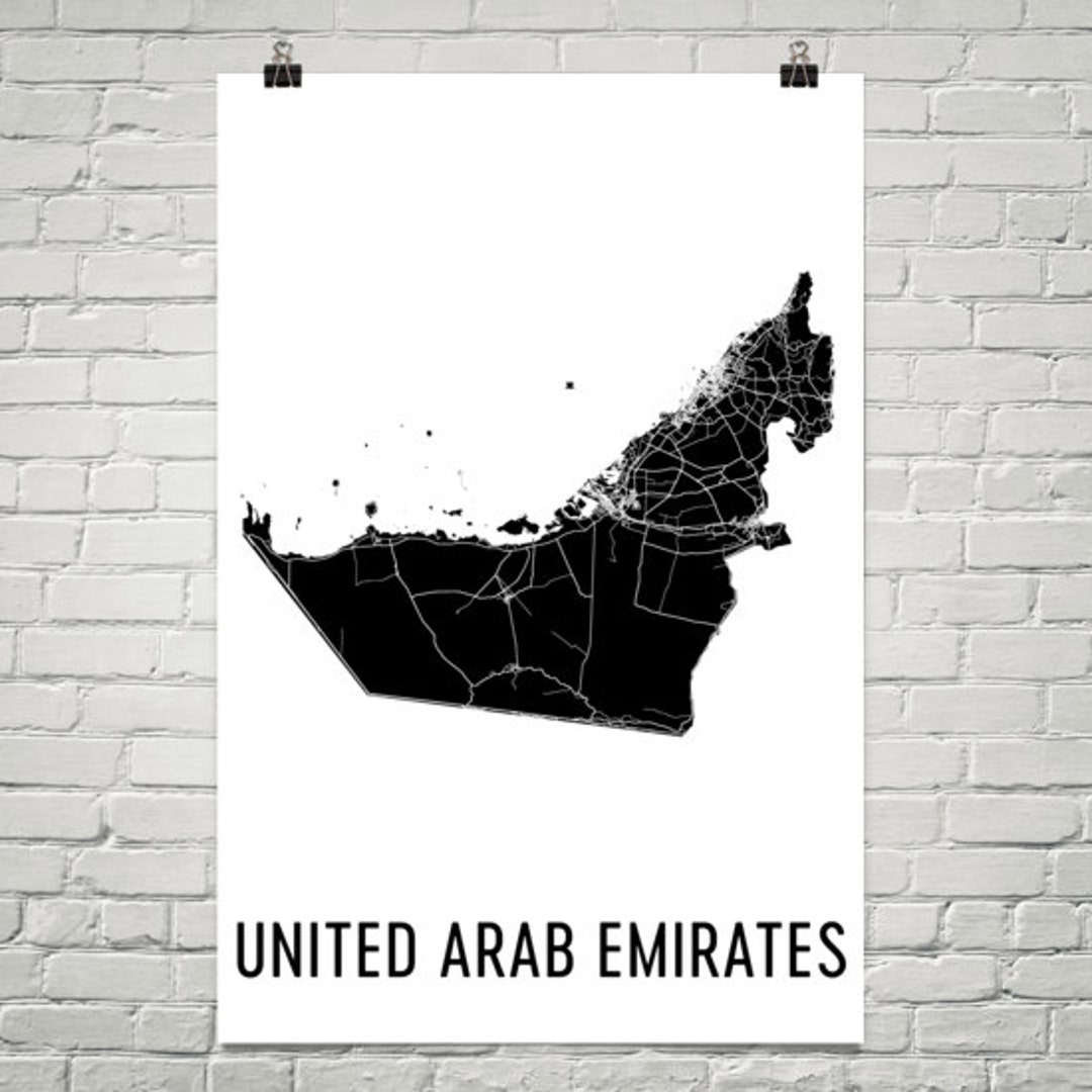 UAE Map, United Arab Emirates Art, Map of United Arab Emirates, UAE ...