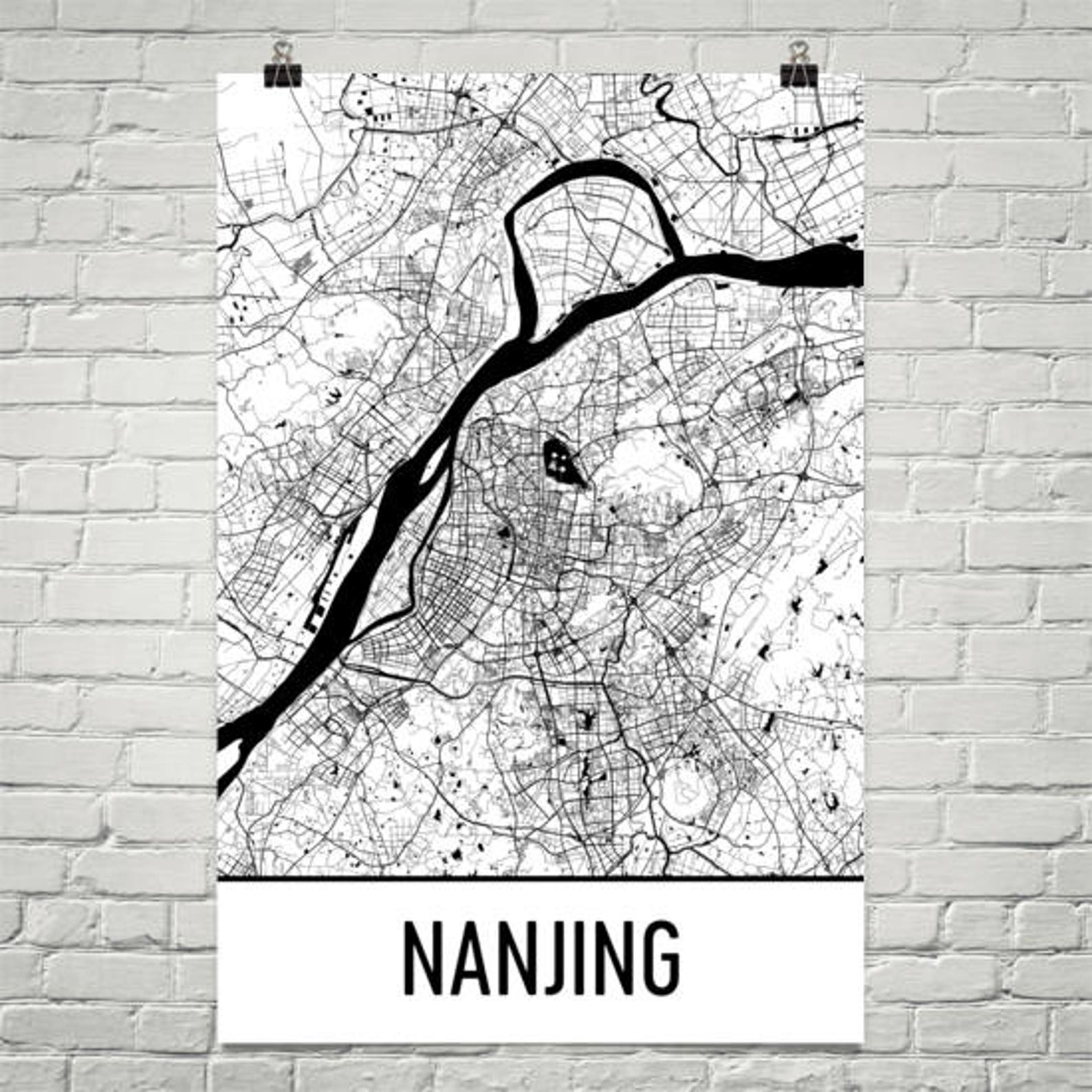 Nanjing Map Nanjing Art Nanjing Print Nanjing China Poster - Etsy