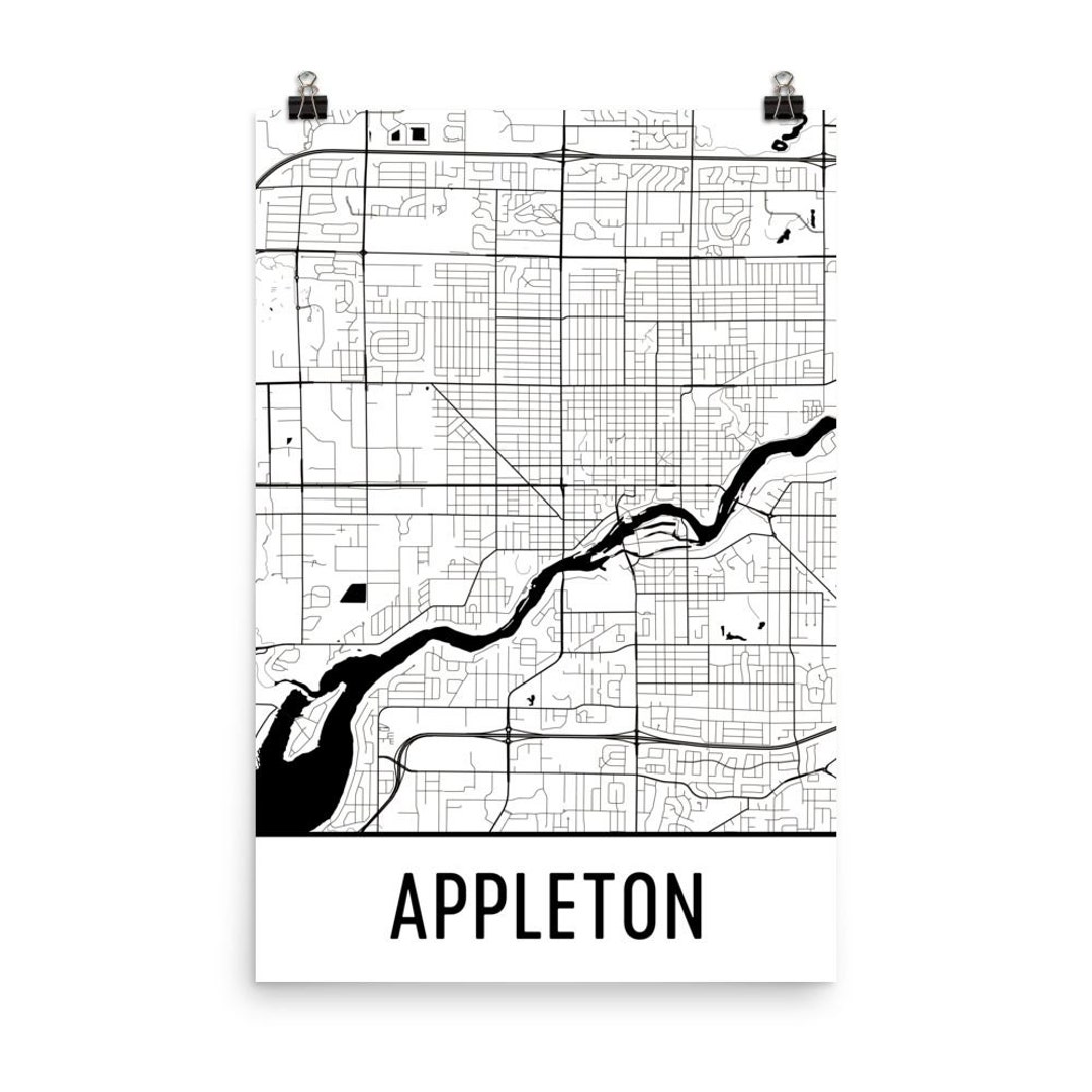 Appleton Map, Appleton Art, Appleton Print, Appleton WI Poster ...