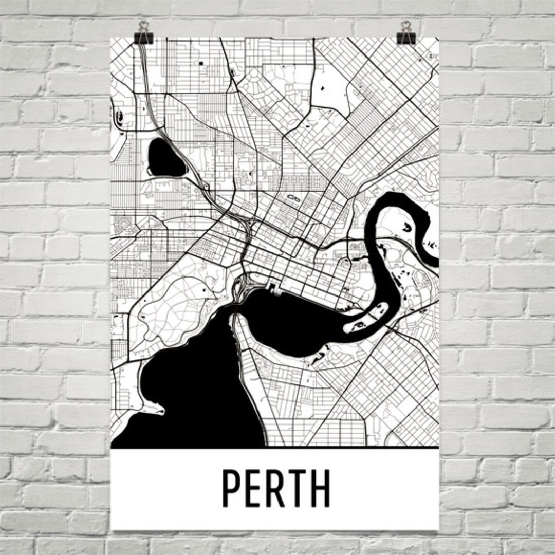 Perth Map, Perth Art, Perth Print, Perth Australia Poster, Perth Wall ...