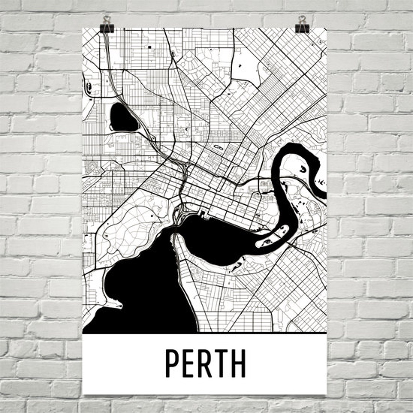 Perth Map Perth Art Perth Print Perth Australia Poster - Etsy