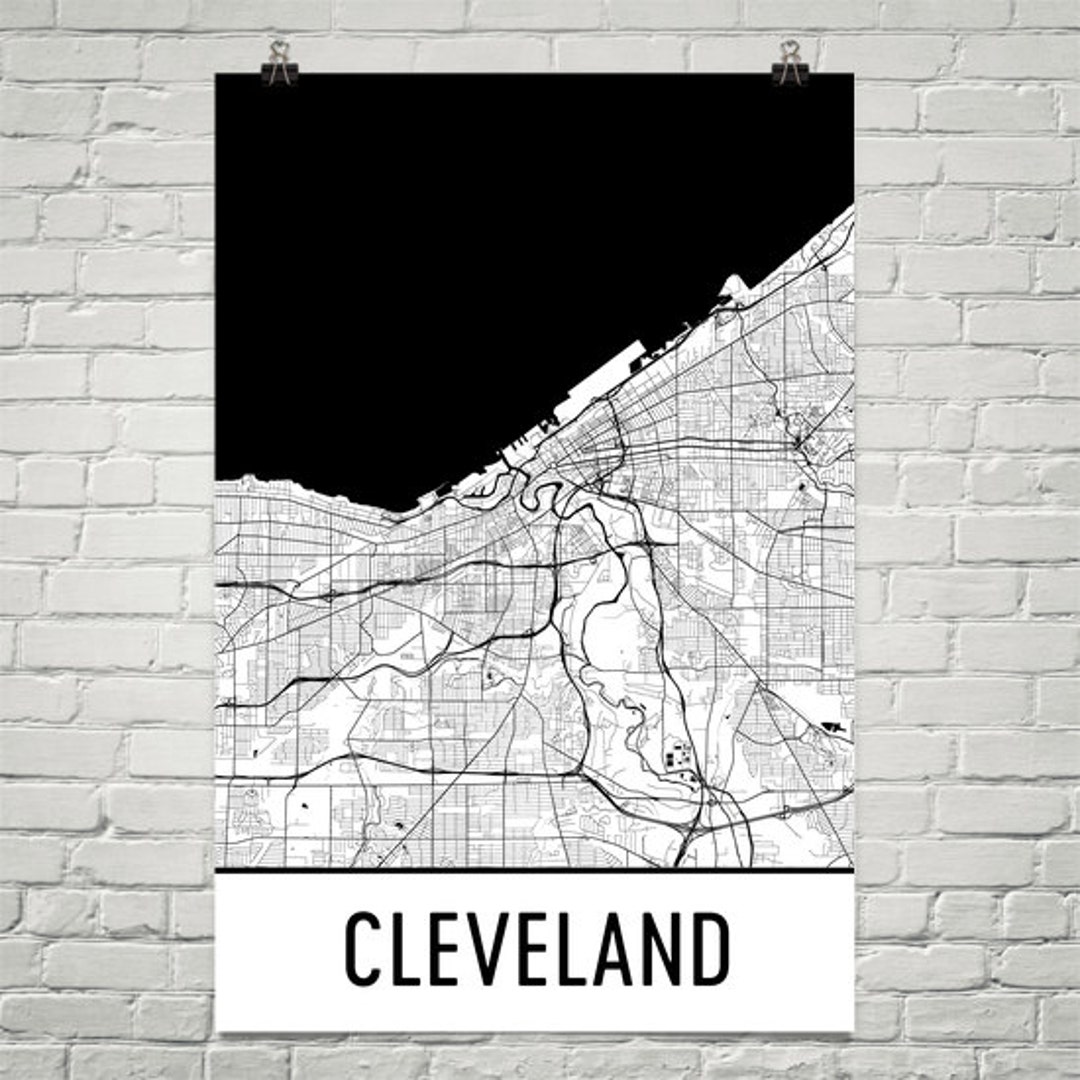 Cleveland Street Map Art Print: Modern City Decor - Etsy