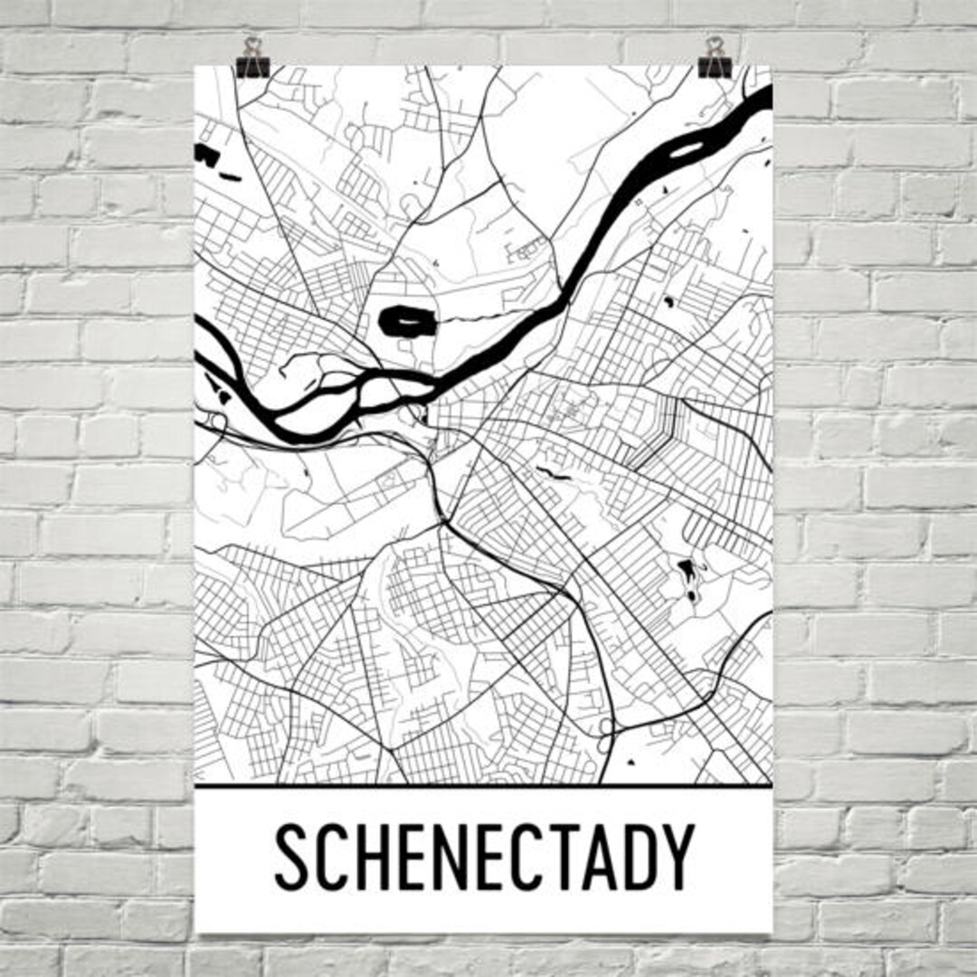 Schenectady Map, Schenectady Art, Schenectady Print, Schenectady NY ...