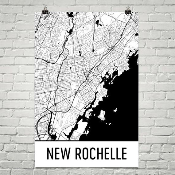 New Rochelle Map New Rochelle Art New Rochelle Print New | Etsy