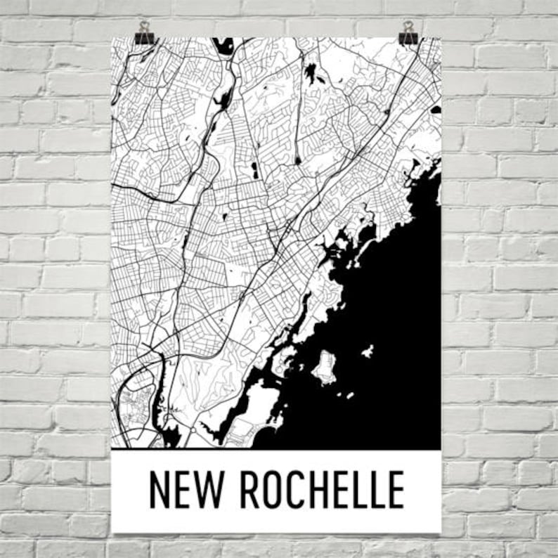 New Rochelle Map New Rochelle Art New Rochelle Print New - Etsy