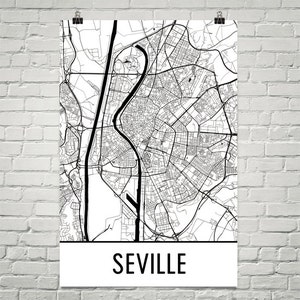 Seville Map, Seville Art, Seville Print, Seville Spain Poster, Seville ...