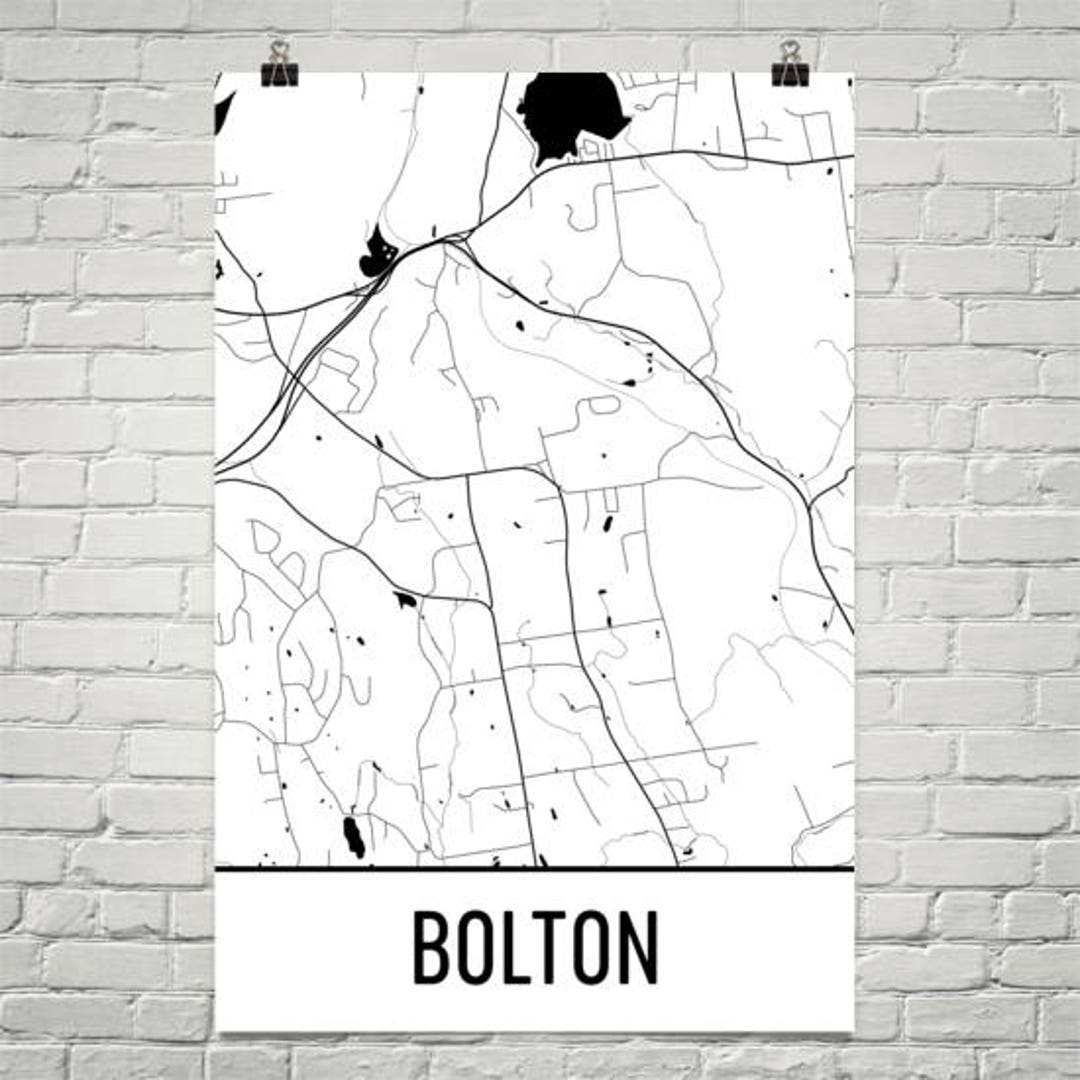 Bolton CT Map Art Print: Modern Connecticut Wall Decor - Etsy