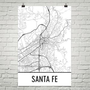 Santa Fe Map, Santa Fe Art, Santa Fe Print, Santa Fe NM Poster, Santa ...