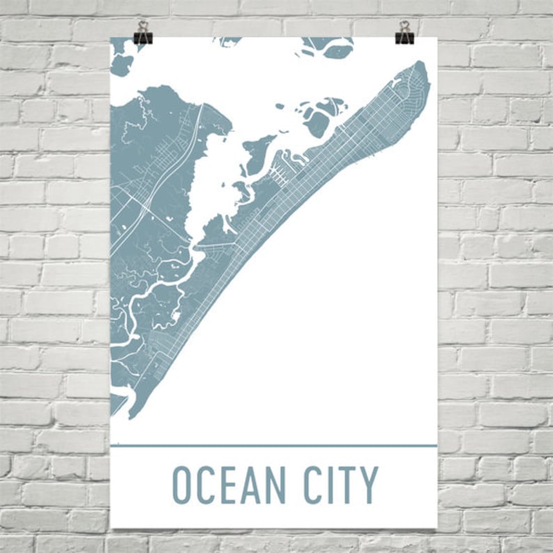 Ocean City Map Ocean City NJ Art Ocean City Print Ocean - Etsy