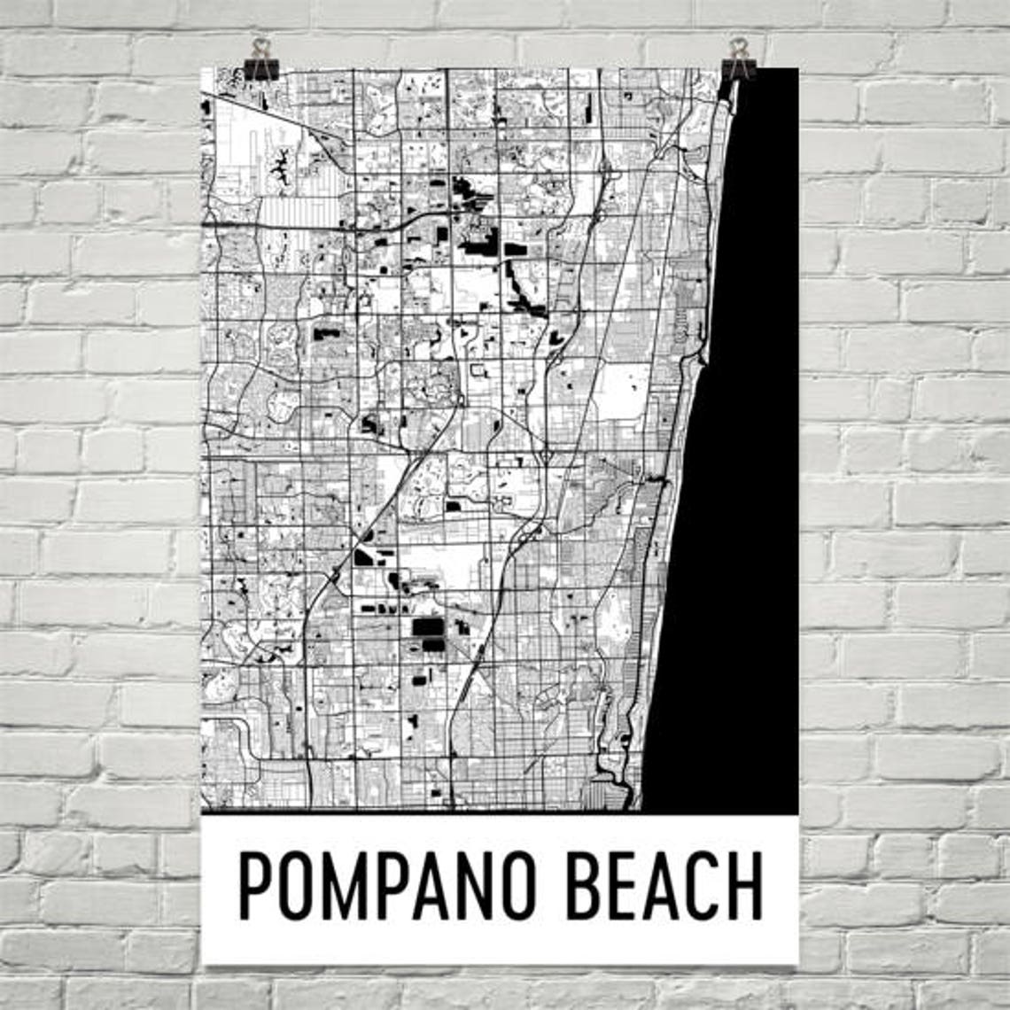 Pompano Beach Map Pompano Beach Art Pompano Print Pompano | Etsy