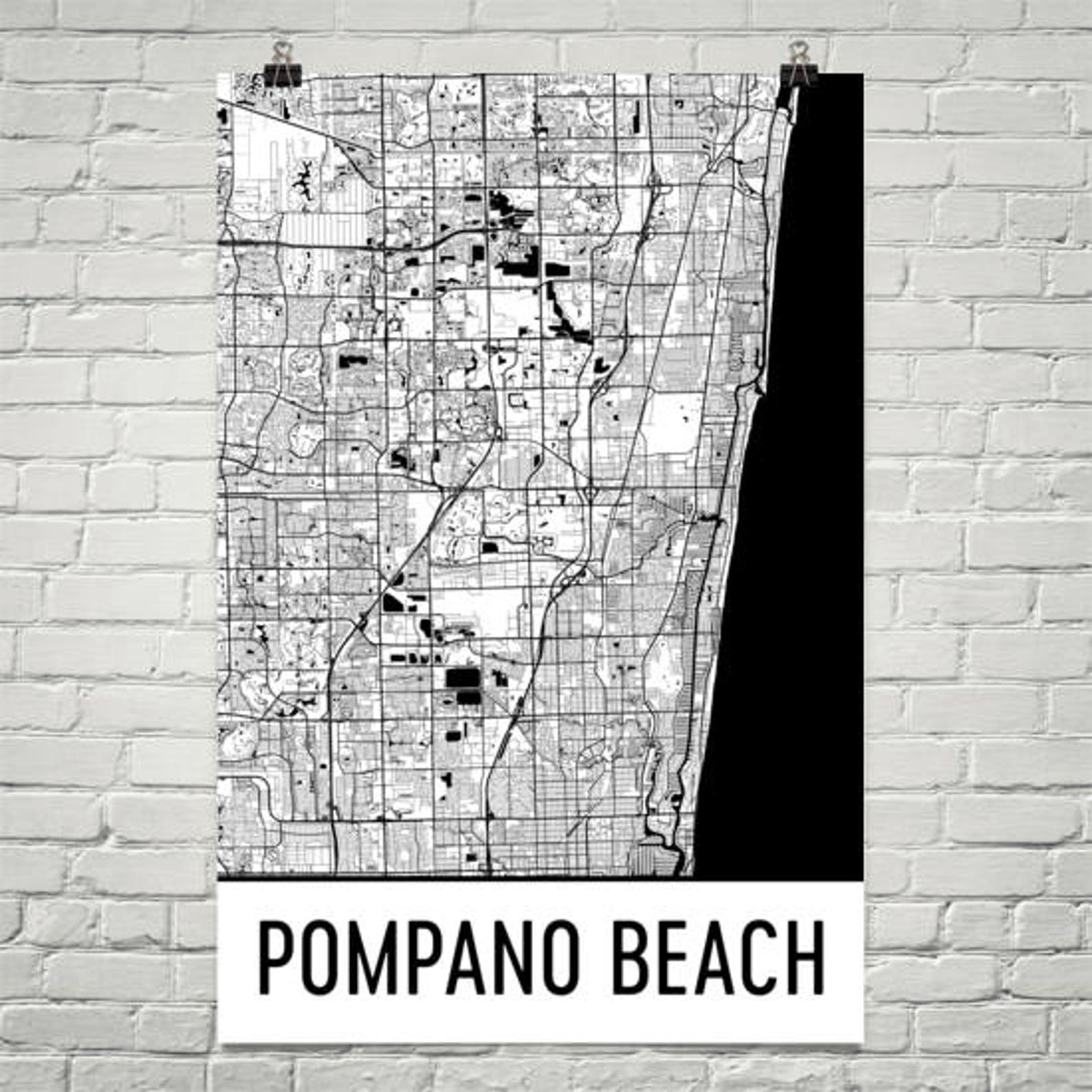 Pompano Beach Map Pompano Beach Art Pompano Print Pompano - Etsy
