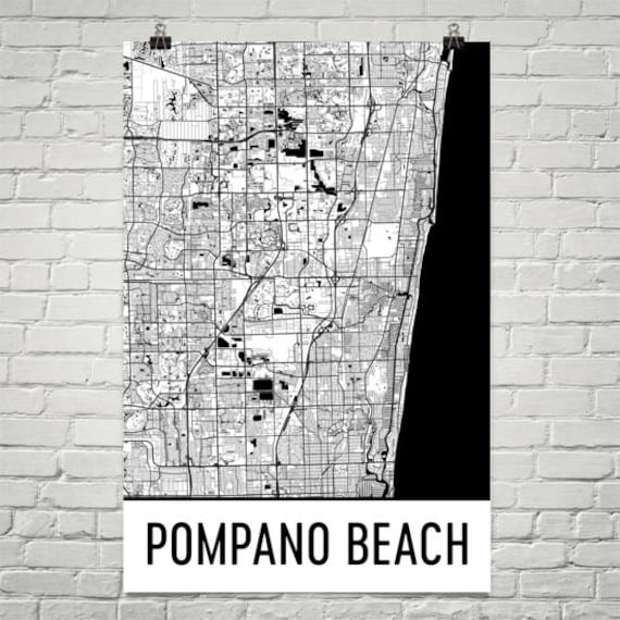 Pompano Beach Map Pompano Beach Art Pompano Print Pompano | Etsy