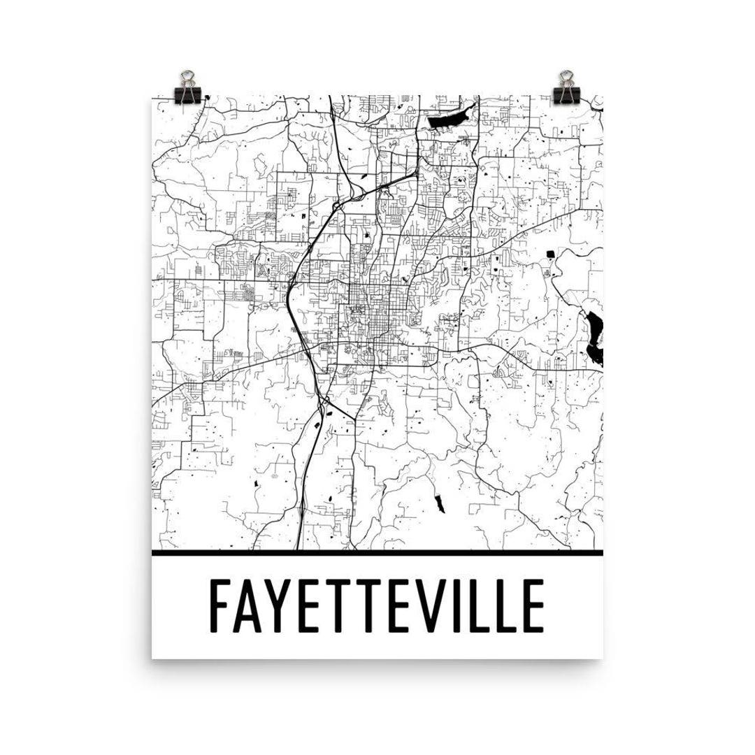 Fayetteville Map, Fayetteville Art, Fayetteville Print, Fayetteville AR ...