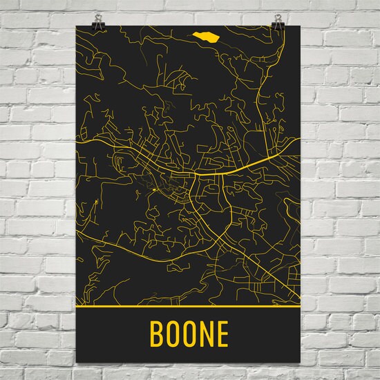 Boone Map Boone Art Boone Print Boone NC Poster Boone Wall | Etsy